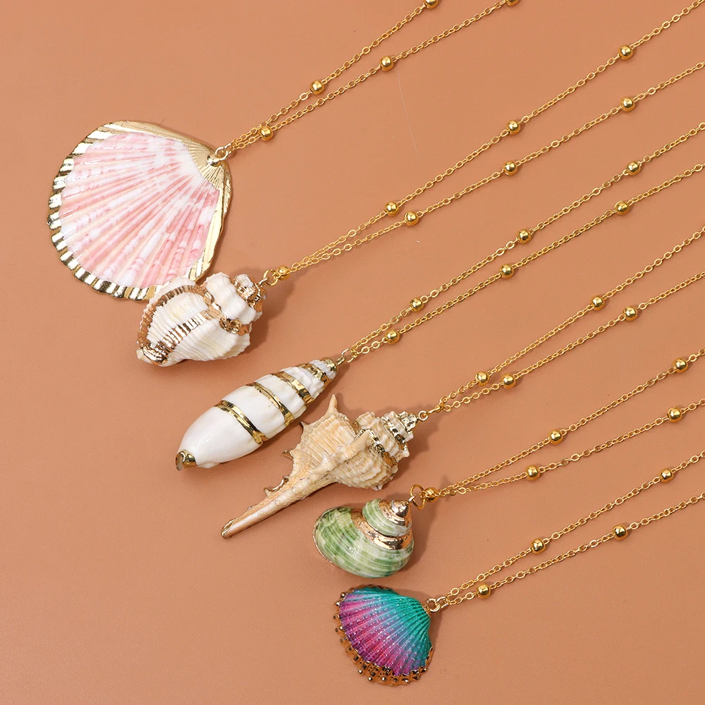 Collares de conchas irregulares naturales bohemios para mujer, collar ...