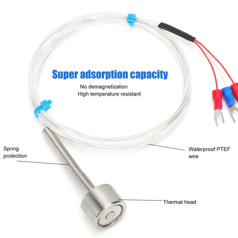 PT100-Magnetic-Temperature-Sensor-Waterproof-Adsorption-Thermistor-60 ...