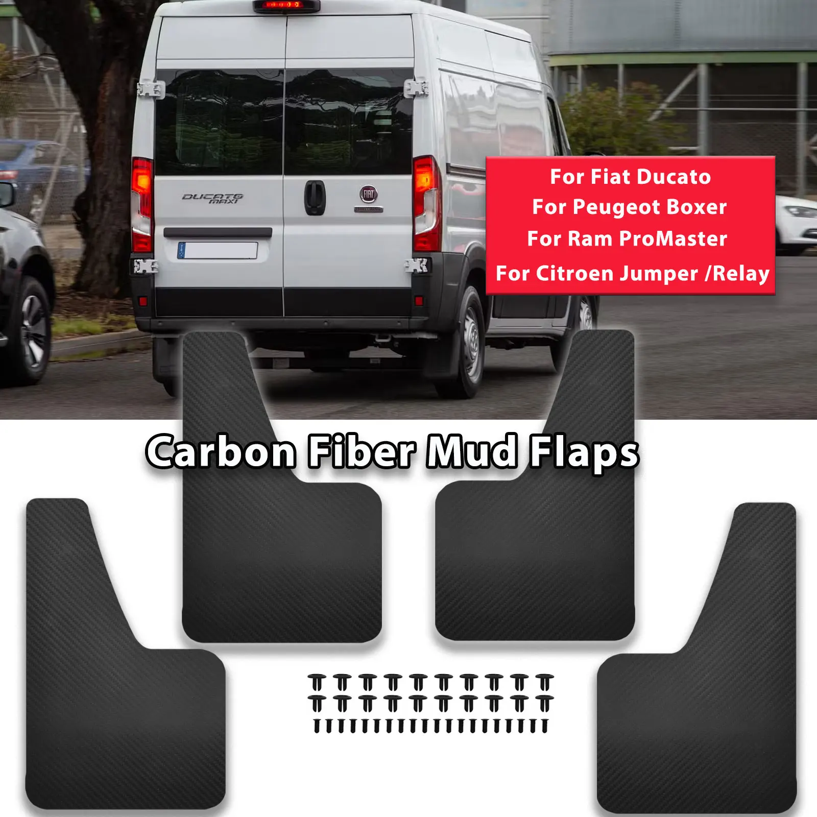 Carbon Fiber Mud Flaps For Fiat Ducato Peugeot Boxer Ram ProMaster Citroen Jumper Relay Mudflaps Splash Guards Fender Flares AliExpress 34