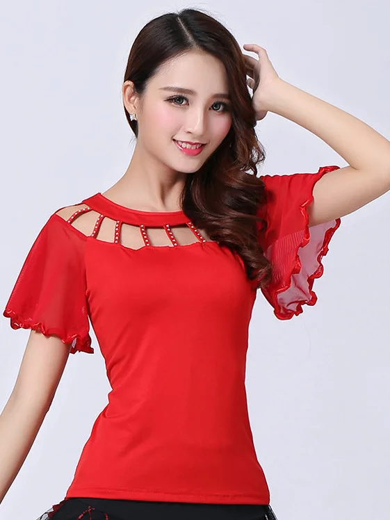 Ballroom-Dancing-Top-Social-Dance-Top-Flare-Sleeve-Hollow-Top-Large ...
