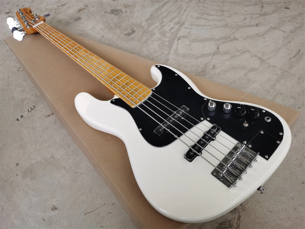 Classic-vintage-cream-white-5-string-electric-bass-maple-xylophone-neck ...