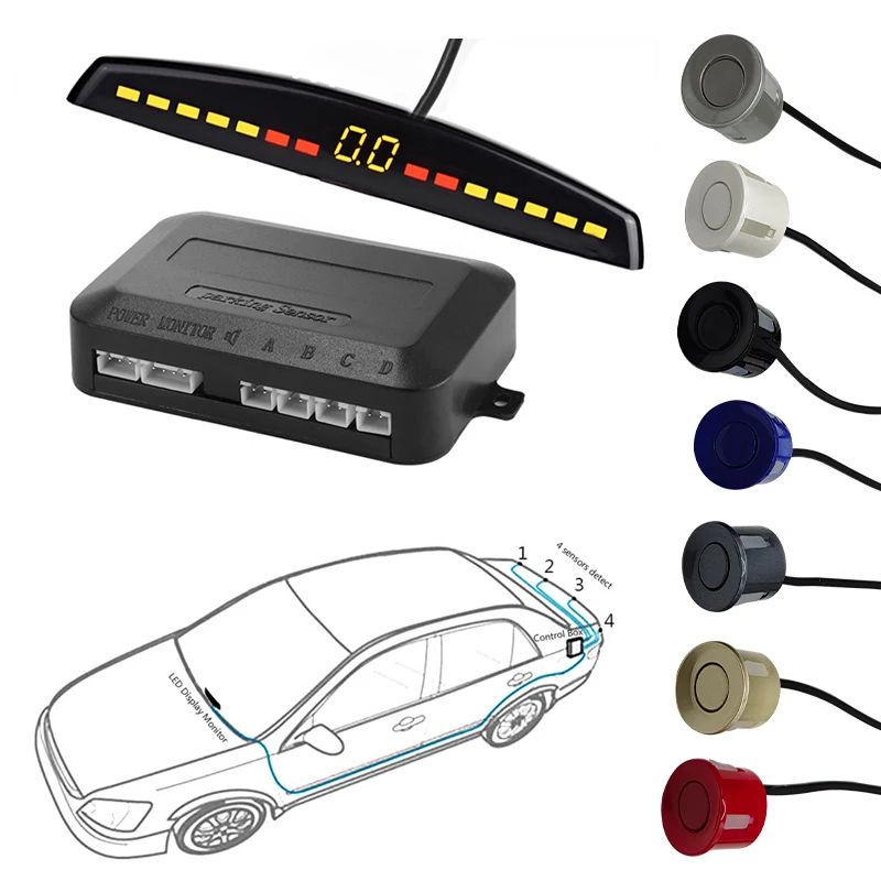 Car Led Parking Sensor Auto Car Detector Park Tronic Display Reverse ...