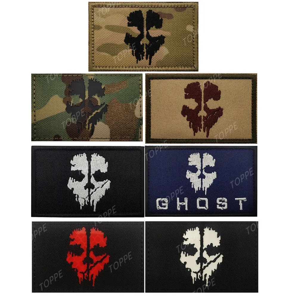 Call-of-Duty-Patches-Ghost-Mask-Skull-Embroidered-Patches-on-Clothes ...