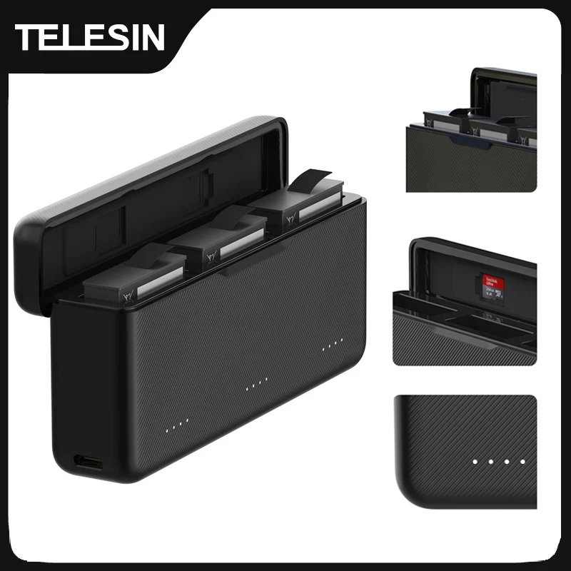 TELESIN-Battery-Charger-For-DJI-OSMO-Action-3-4-5pro-Battery-3-Slots-TF ...