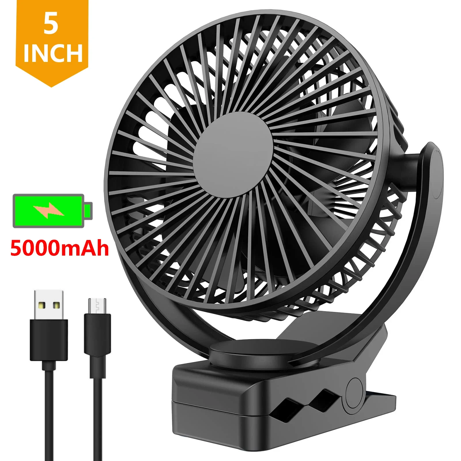 USB-Mini-Fan-5-inch-5000-mAh-Desktop-Charging-Fan-Handheld-Clip-Type ...