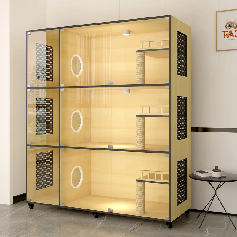 The Product Can Be Customized Cat Cage Villa Solid Wood Breeding