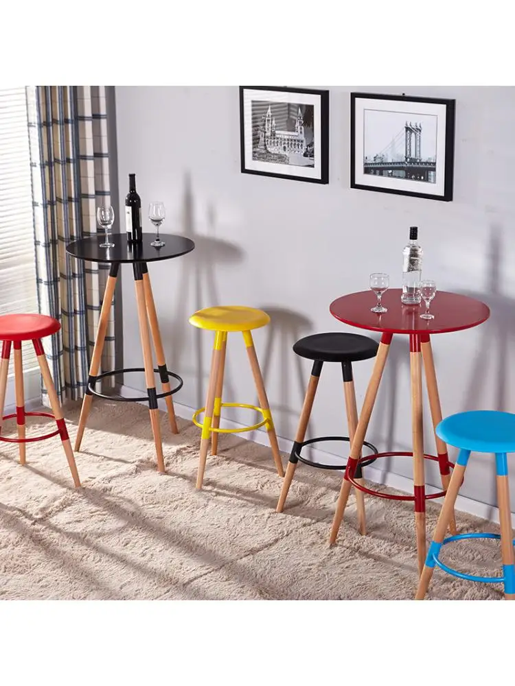 Nordic-Bar-Table-and-bar-chair-Tea-Shop-Small-Round-Table-Bar-High ...