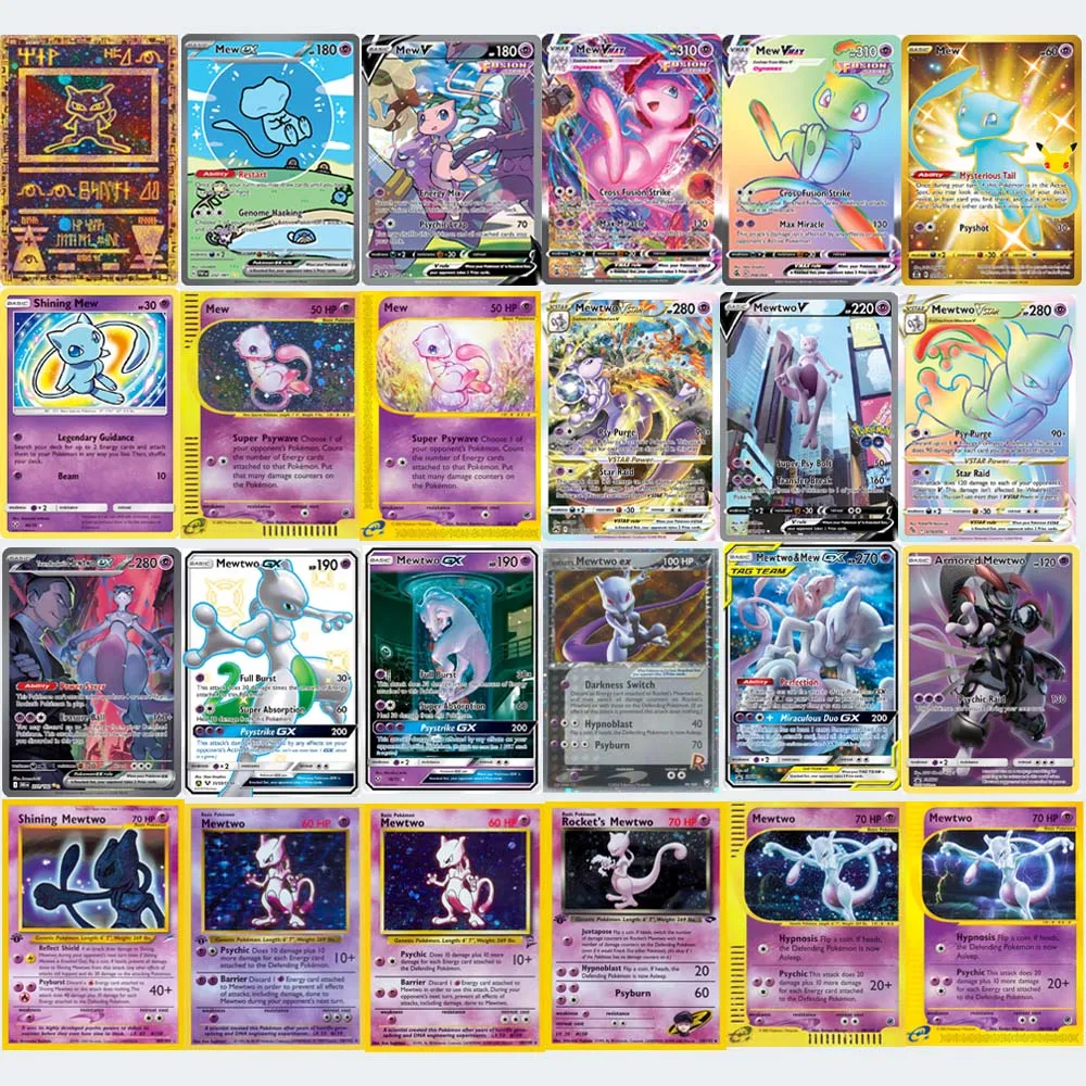 Mew Mewtwo Pokemon Cards Shining Mewtwo Holographic Mew Ex GX VMX ...