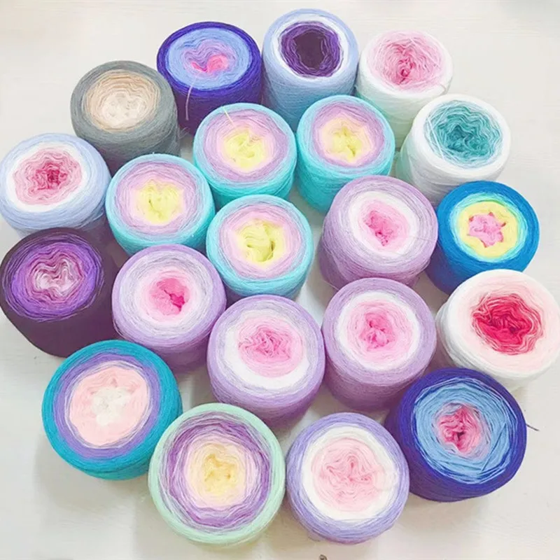 300g-Rainbow-Gradient-Color-Cake-Yarn-Organic-Cotton-Blend-Yarn-DIY ...