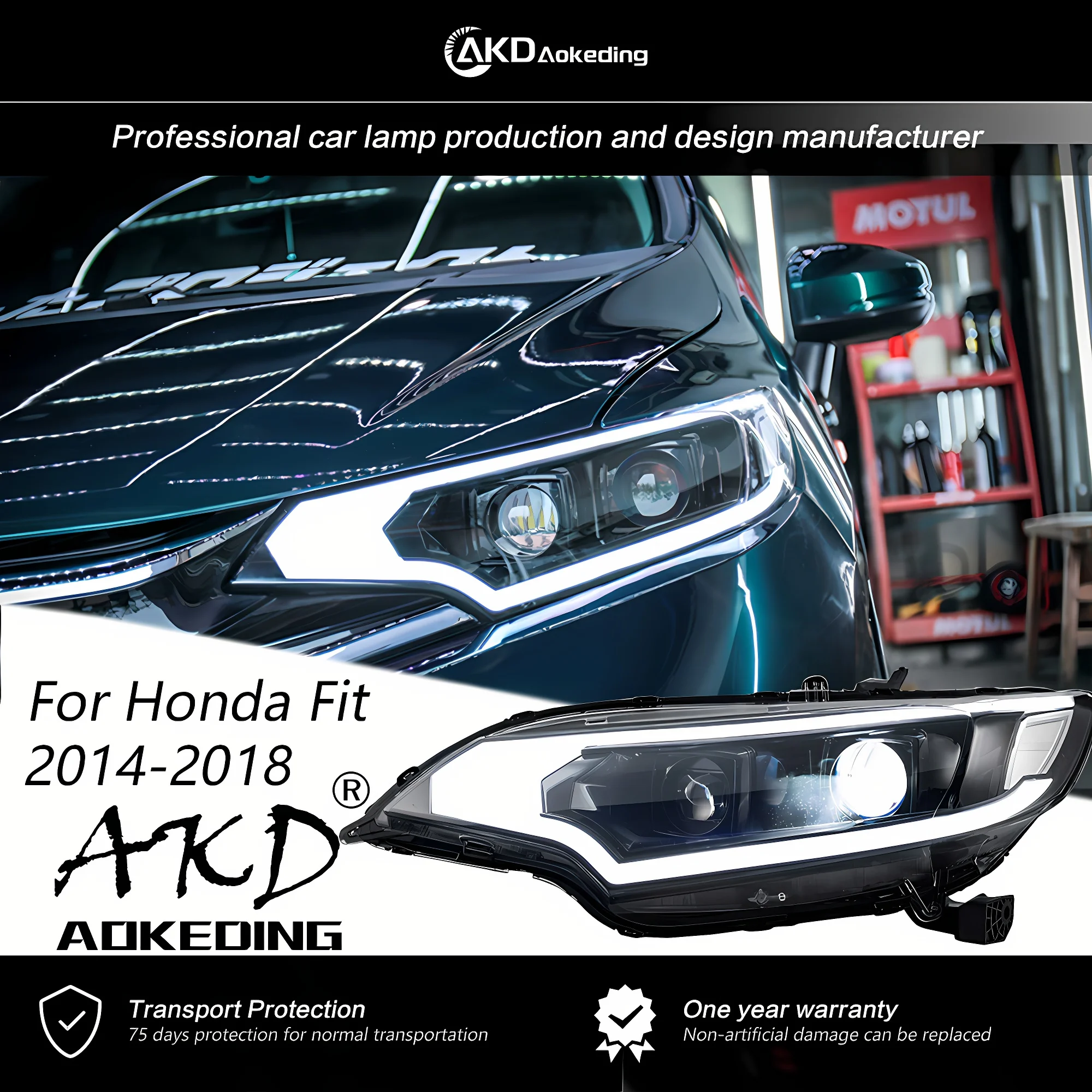 AKD-Front-Lamp-for-Honda-Jazz-Fit-GK5-LED-Headlight-2014-2018-Turn ...