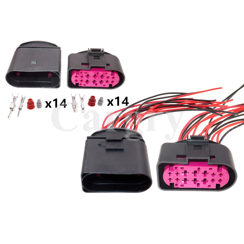 1 Set 14p 1j0973837 Auto Male Female Docking Waterproof Socket For Audi ...