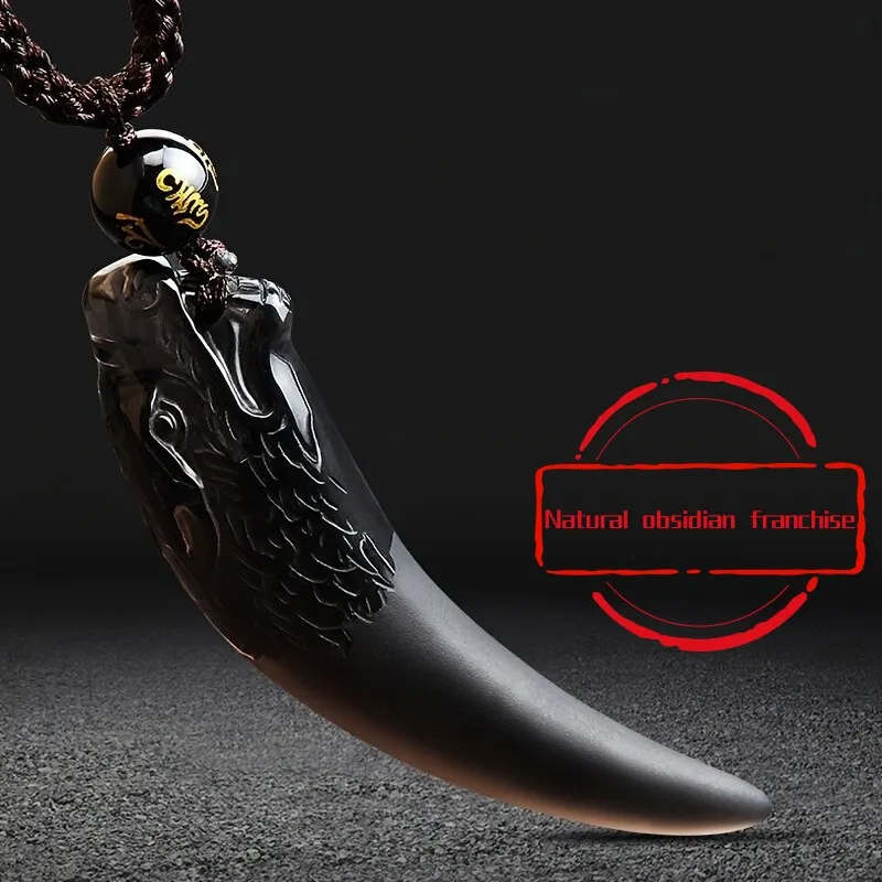 Natural-Jade-Ice-Obsidian-Golden-Obsidian-Wolf-Tooth-Pendant-Cool ...