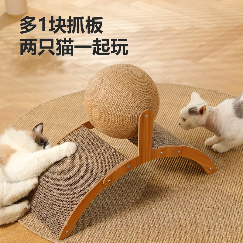 Cat-Scratching-Board-Cat-Toy-Wooden-Cat-Grasping-Ball-Grinding-Claw ...
