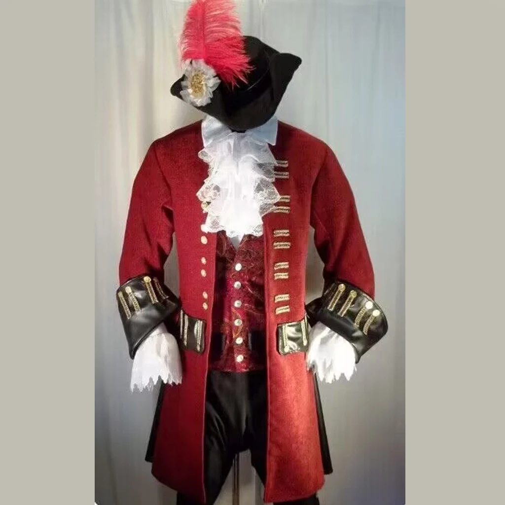 18th Century Adult Men's Captain Red Trench Coat With Vest Suit ...