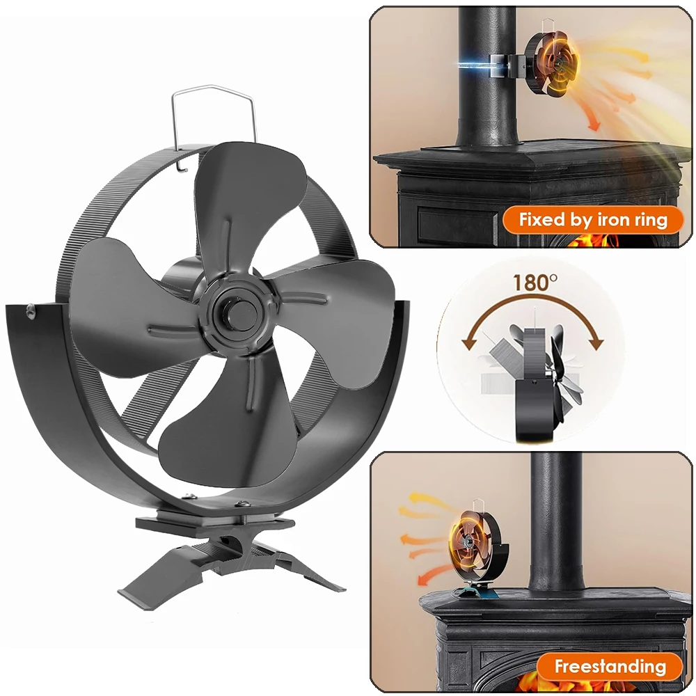 6-Blades-Heat-Powered-Fireplace-Fan-360-Rotating-Stove-Fan-Log-Wood ...
