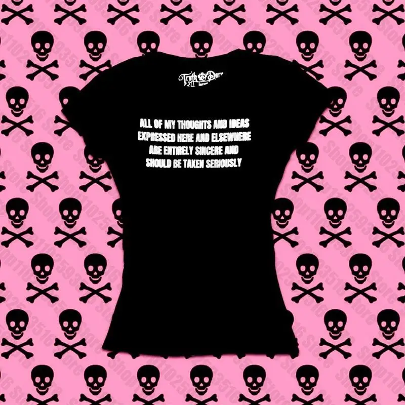 Street-Punk-Letter-Print-Black-Gothic-Baby-Tee-Vintage-Women-Grunge-T ...
