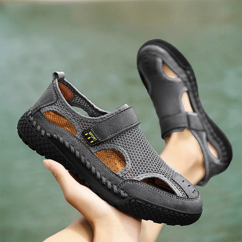 Men's Breathable Summer Sandals Handmade Openwork Size 45 46 Beach ...