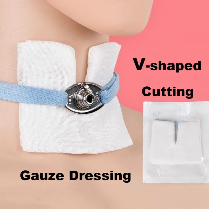 Orvosi Gézpad Steril V Alakú Vágás Műtéti Tracheotomia Gézkötés Tracheo ...