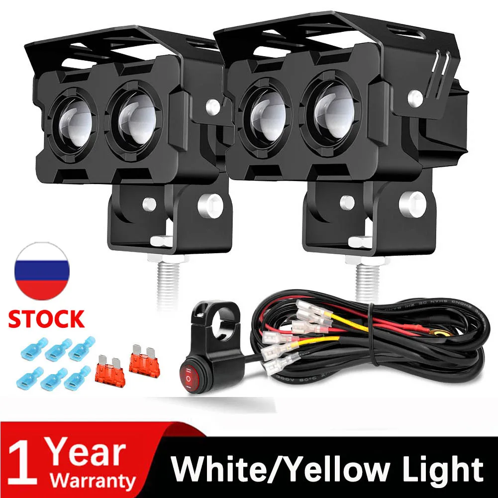 NAOEVO-Motorcycle-Led-Work-Light-Double-lenses-Spotlight12V-Dual-Color ...