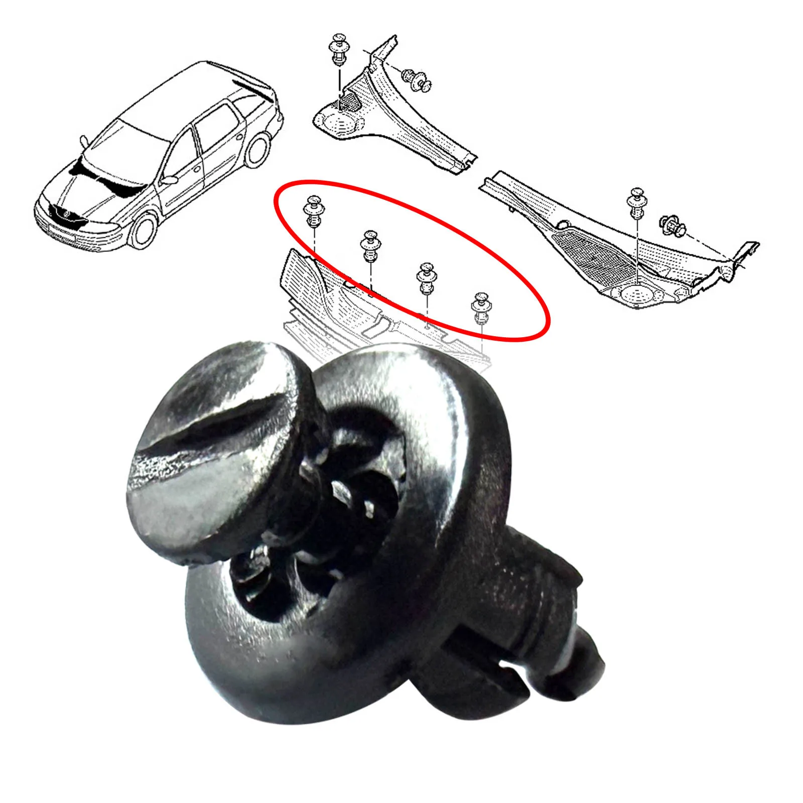 10Pcs Bumper Fastener Trim Clip Plastic Rivets For Renault Clio Laguna ...
