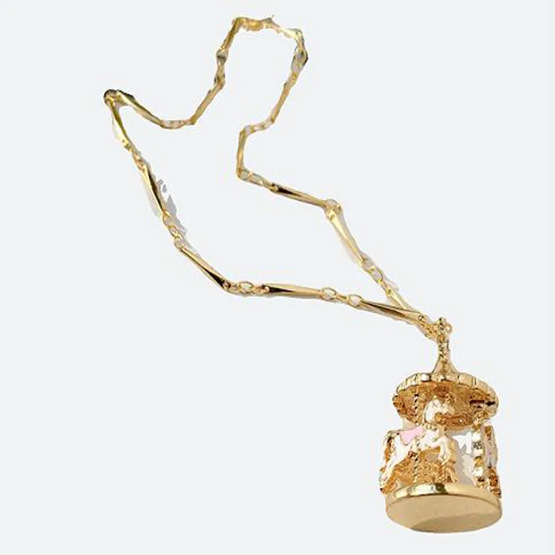 Pretty Merry-go-round Carousel Pendant Necklace for Women Evening Party ...