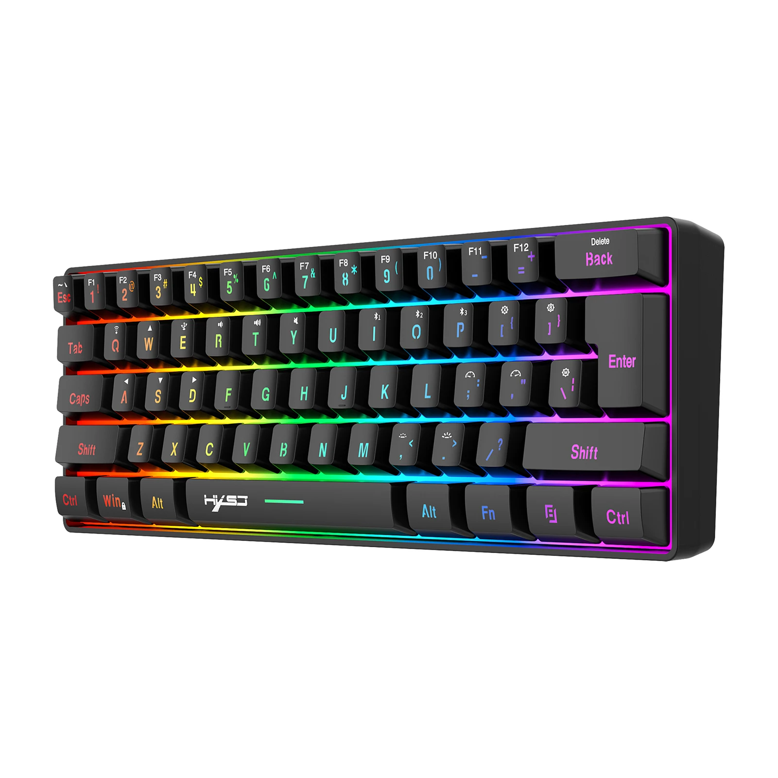 HXSJ L500 Tri-mode Wireless 61-Key Compact Membrane Keyboard Mini ...