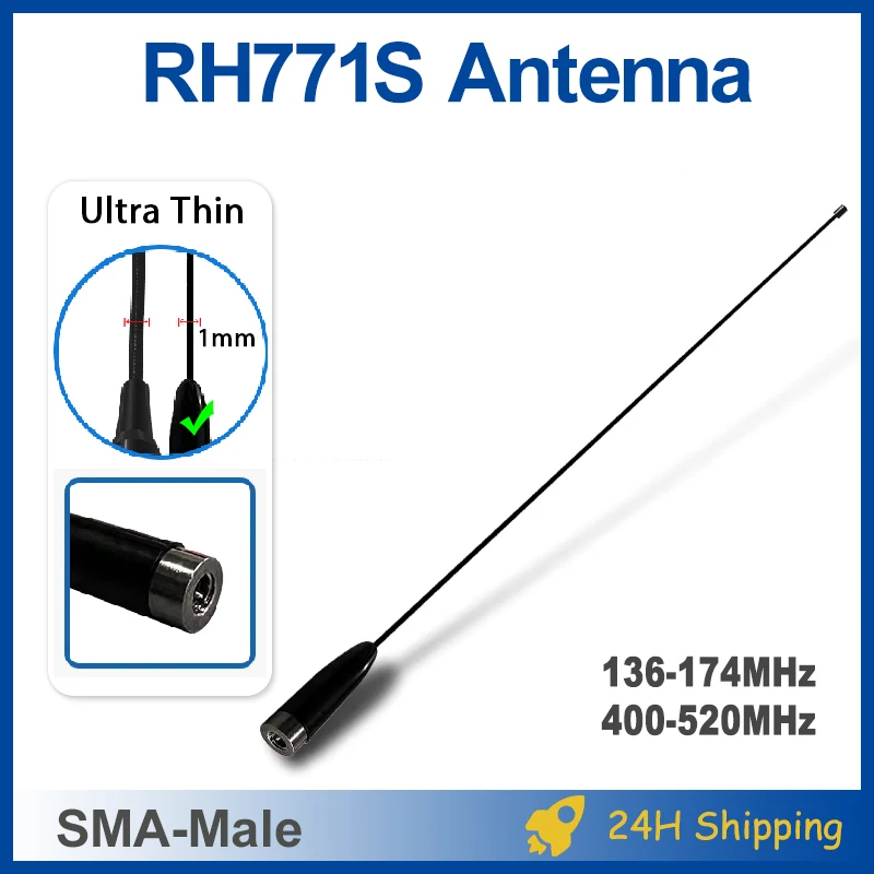 RH771S Antenna SMA-Male Dual Band 136-174/400-520mhz Antenna For TYT TH ...