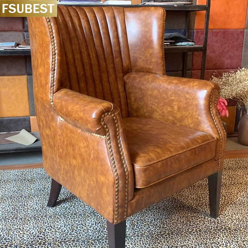 Fsubest Leather Chesterfield High Wing Back Statement Chair Antique ...