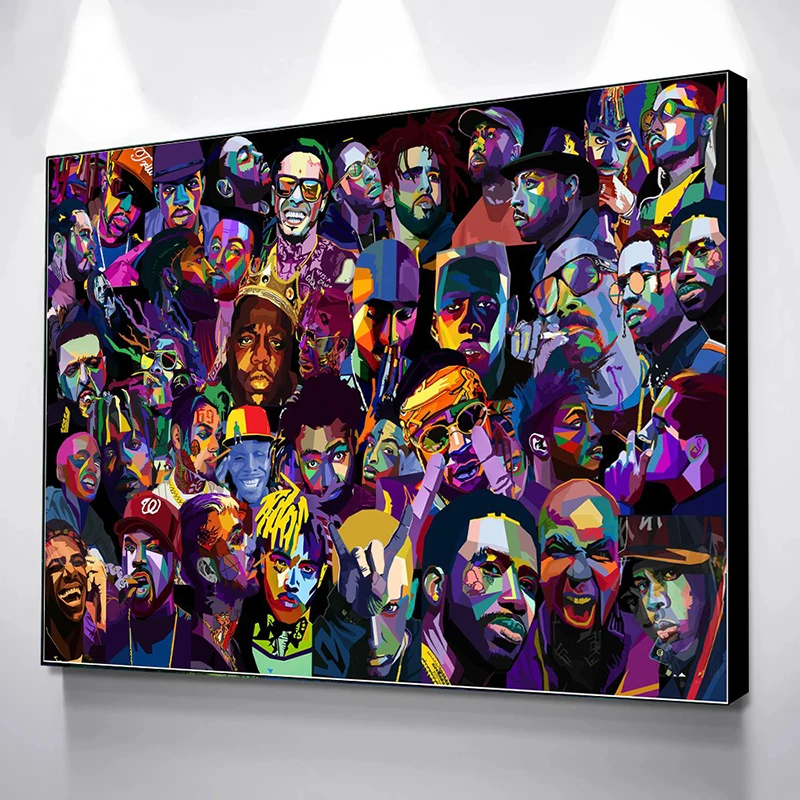 Abstract-Rapper-Legend-Canvas-Painting-Cool-Hip-Hop-Singers-Poster ...