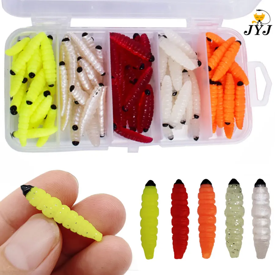 JYJ-1box-3cm-Larva-Swimbait-Silicone-Worm-Baits-Rubber-Shrimp-Wobbler ...