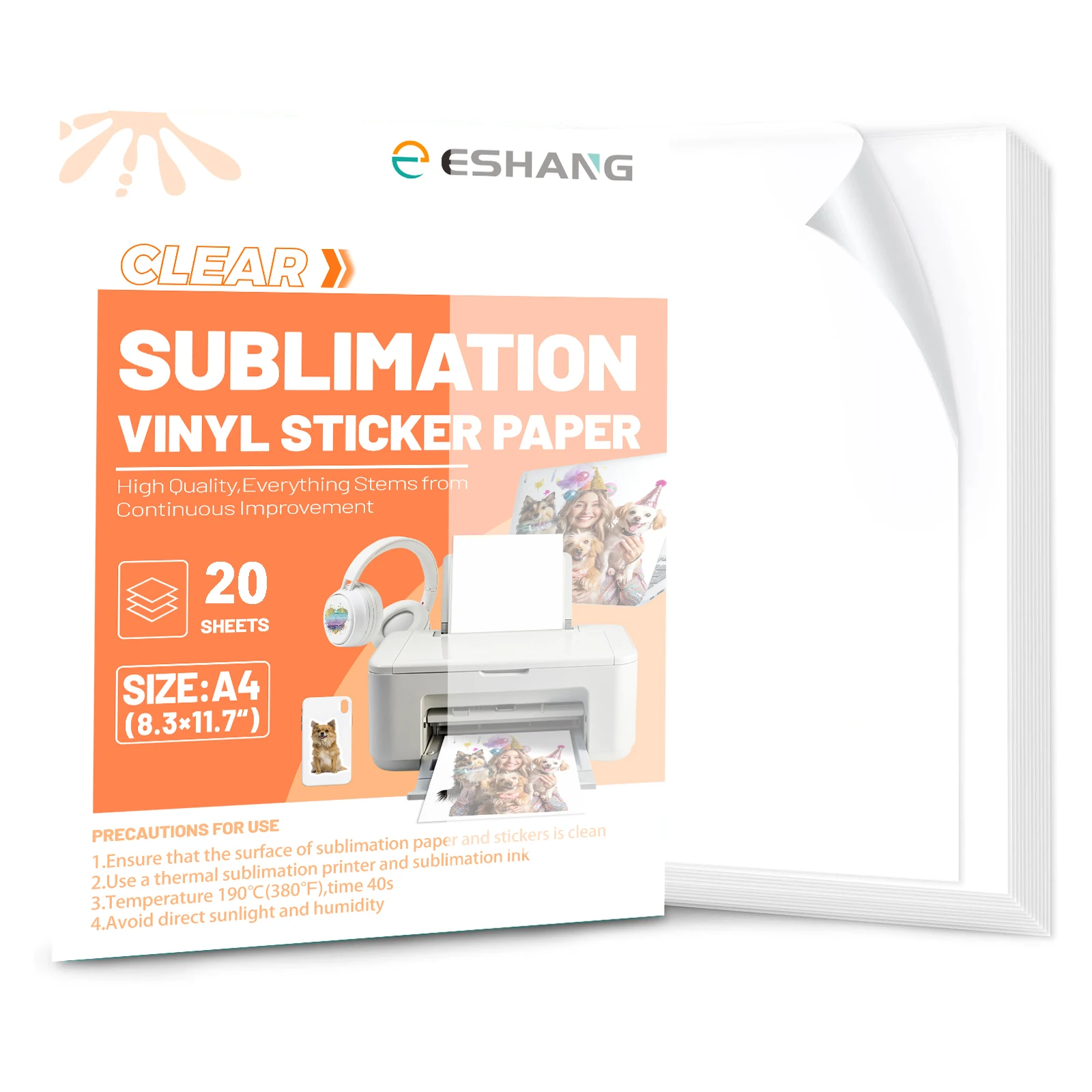 A4-20-Clear-Sheets-Sublimation-Vinyl-Sticker-Printable-Transparent ...
