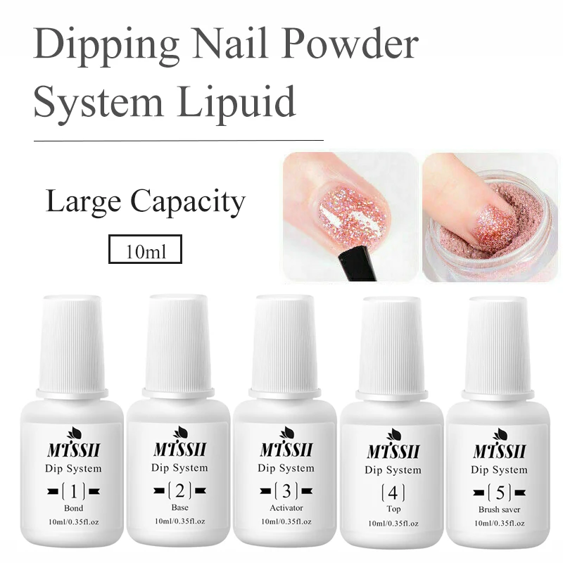 Mtssii 10ML Nails Dipping Powder System Liquid Base Top Coat Activator Brush Saver Nail Art ...