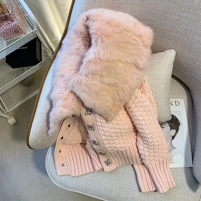 Diamond-Large-Lapel-Pink-Sweater-Sueters-De-Mujer-Cropped-Twists ...