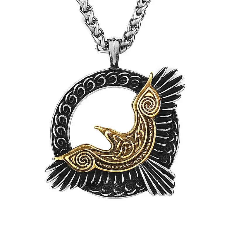 Stainless Steel Norse Mythology Eagle Necklace Men Vikings Raven Never ...
