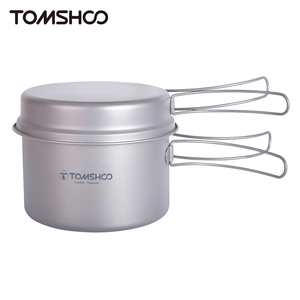 Tomshoo 1200/1000ml Titanium Pot and 500ml Titanium Plate Set Pure ...