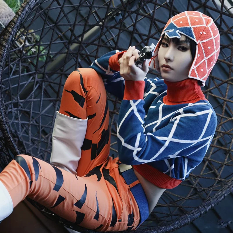 Anime JoJo's Bizarre Adventure Golden Wind Guido Mista Cosplay Costume ...