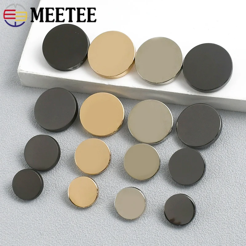 10Pcs Meetee 10-28mm Metal Flat Round Button for Clothing Sewing ...