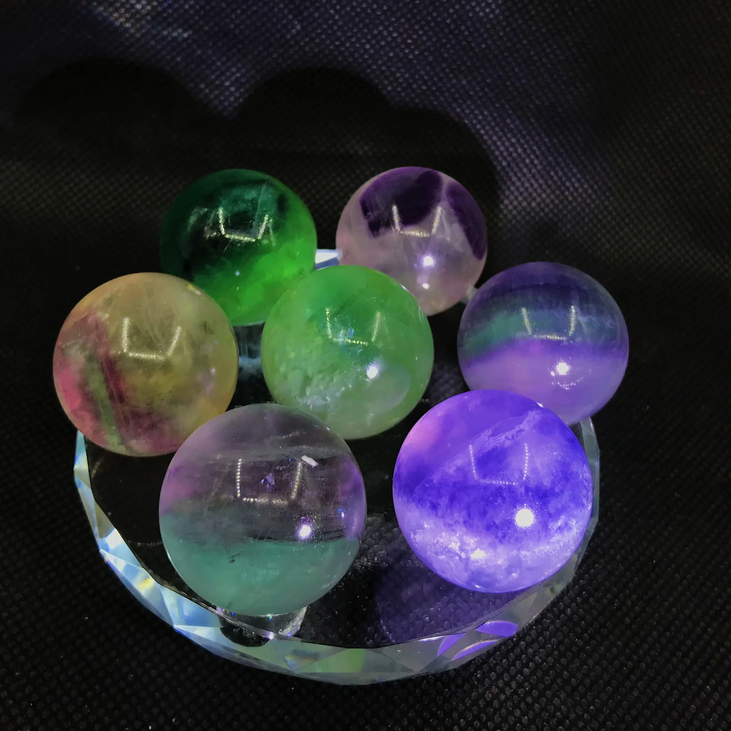 1PC Unique Night Lamp Fluorite Ball Hand Polished Natural Rainbow ...