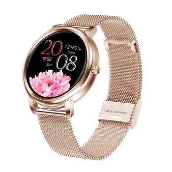 Silver steel strip Round Lady Sports Smart Watch calories burned Health ...