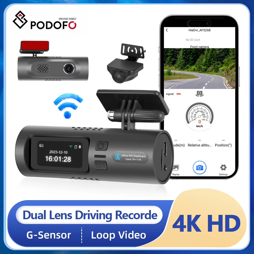 Podofo-Dash-Cam-4K-Ultra-High-Definition-Driving-Recorder-Panoramic ...