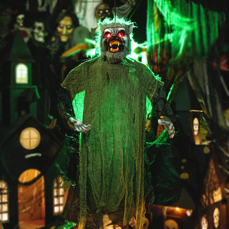 Lobo-e-Fantasma-Pendurados-Brilhantes-com-Som-Horror-Decora-o-Animada ...