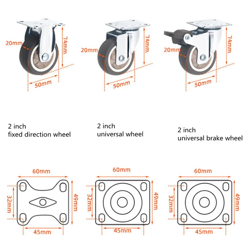 Roue fixe couleur 1,5 pouces roulettes universelles pour meubles ...