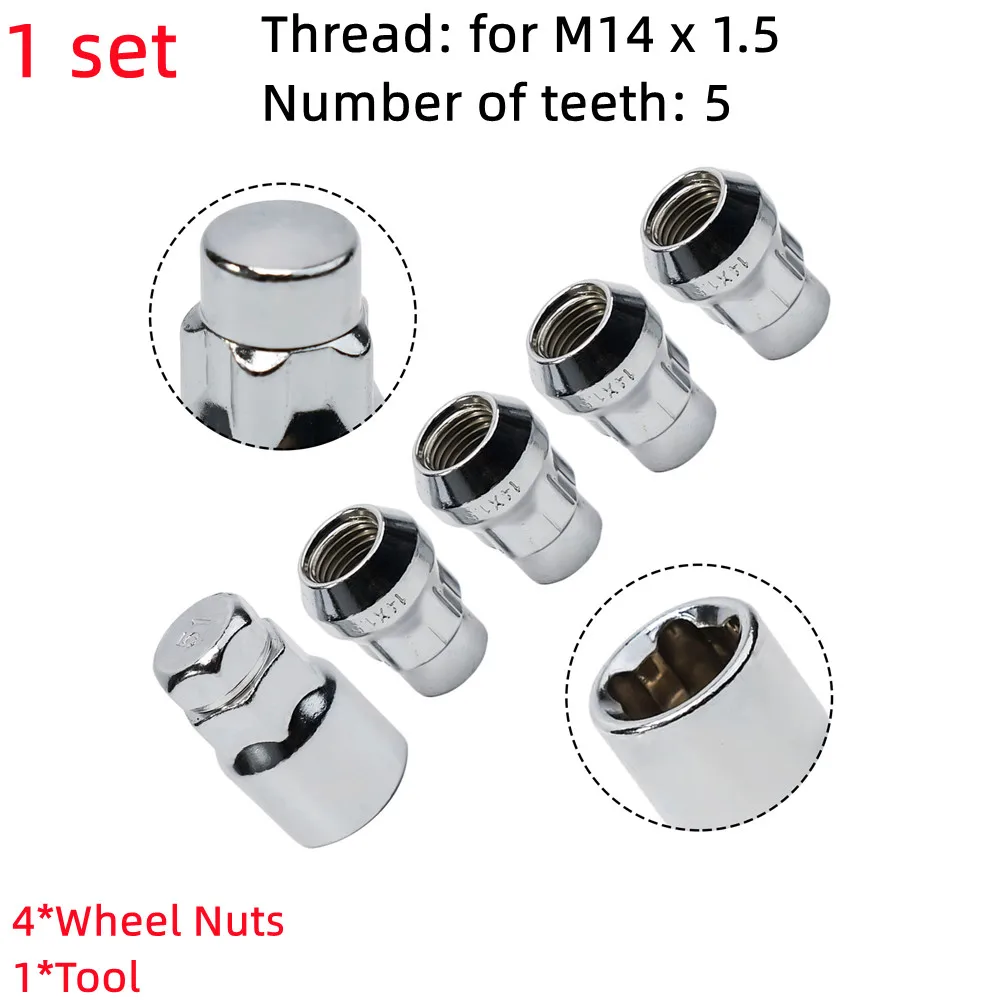 4Pcs M14 X 1.5 Locking Wheel Nuts Tapered Key For FORD S-MAX For Mondeo ...