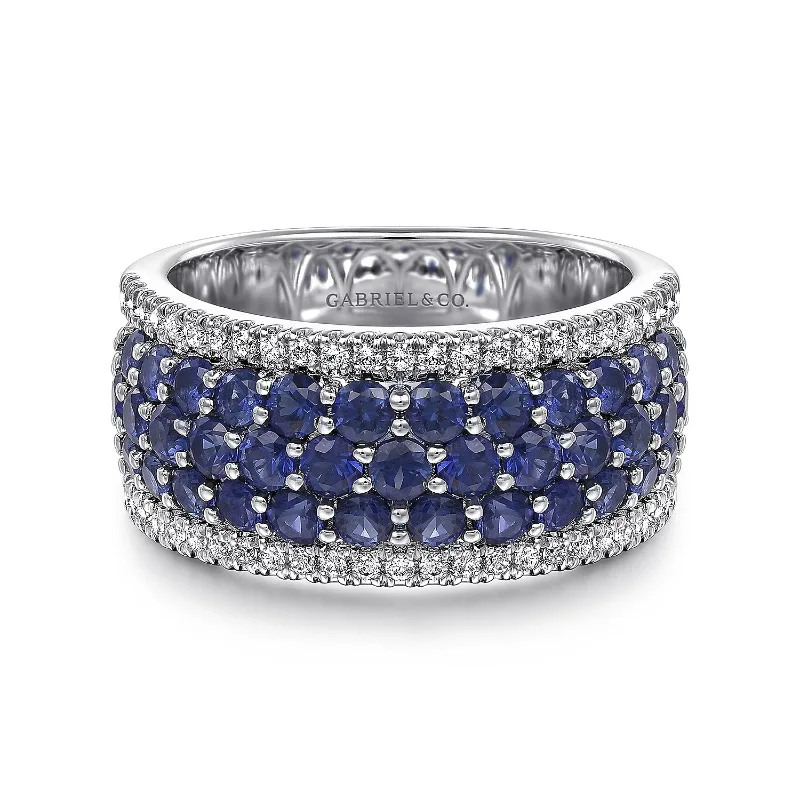 Luxury-Silver-Color-Round-Ring-for-Women-Fashion-Metal-Inlaid-Blue ...