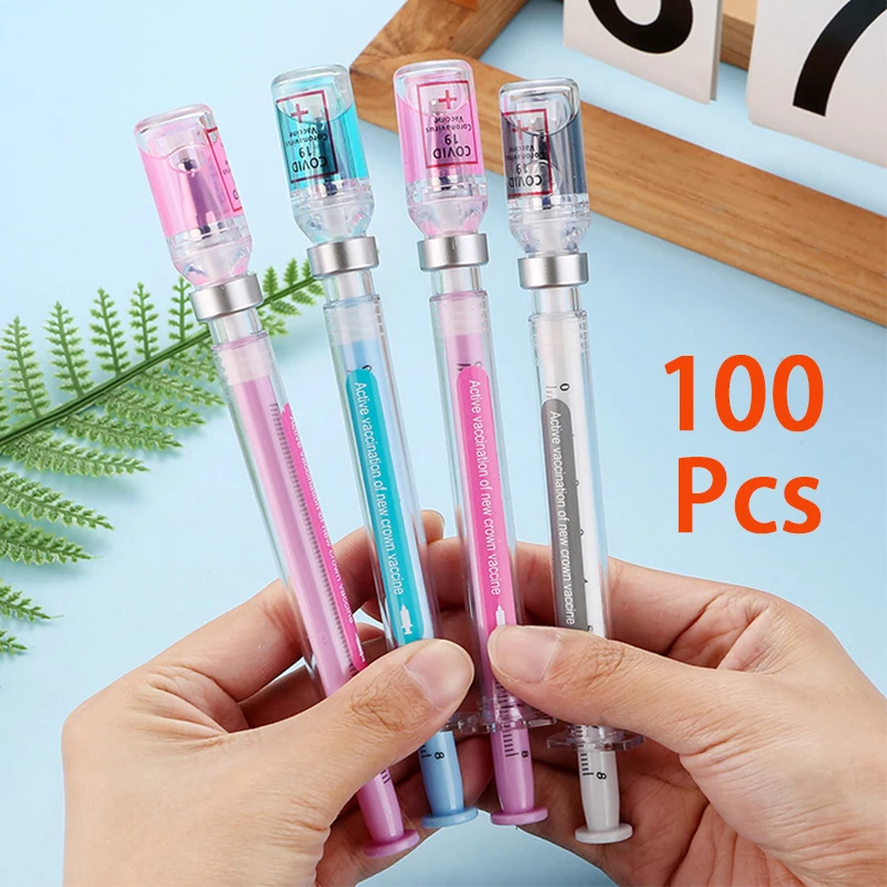 100Pcs-Syringe-Gel-Pen-Simulates-Virus-Elimination-Injection-Syringe ...