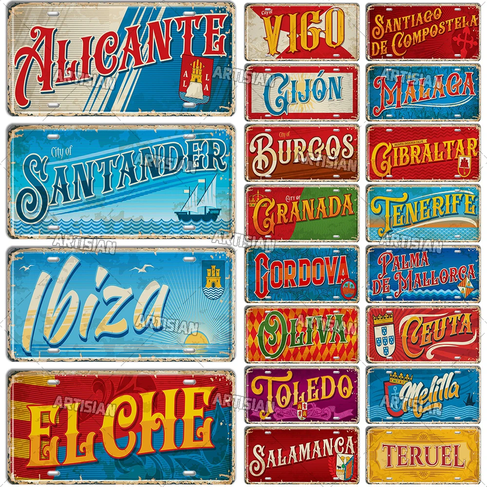 Artisian-SPAIN-License-Plate-City-Metal-Sign-Landmark-Decorative ...