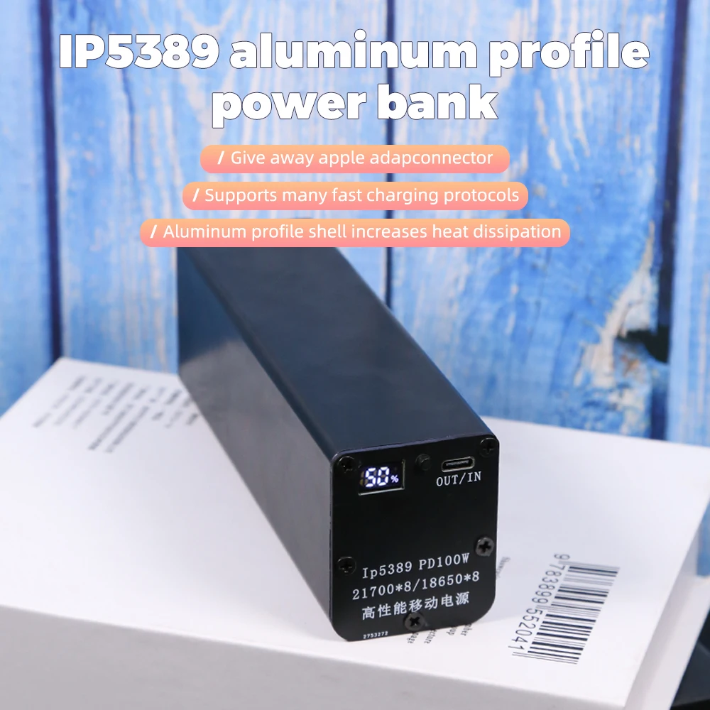Ip5389 Aluminum Profile Shell Power Bank Pd100w High Power Two-way Fast Charging Full Protocol ...