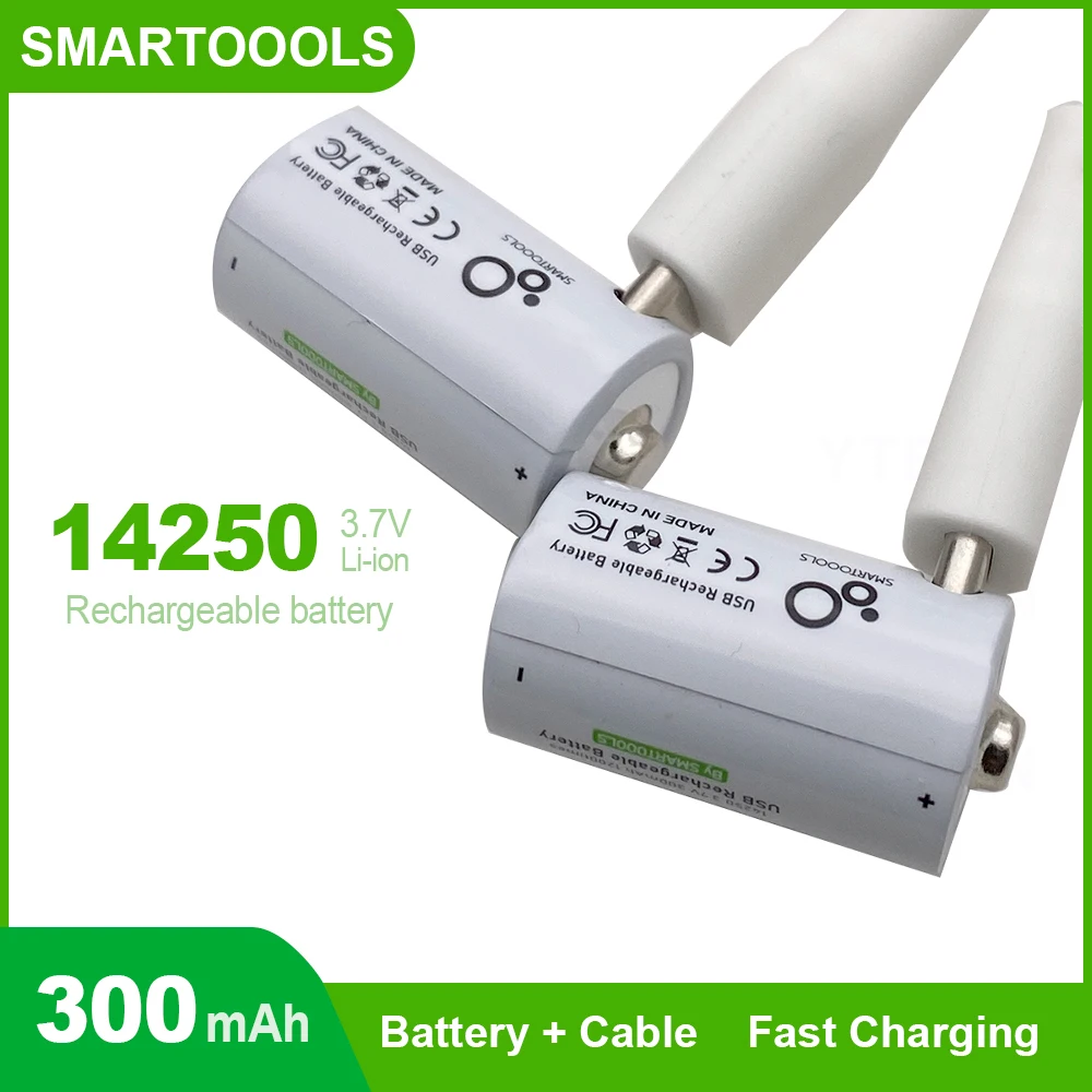 New-3-7V-14250-300mAh-Rechargeable-Lithium-Battery-USB-Rechargeable ...