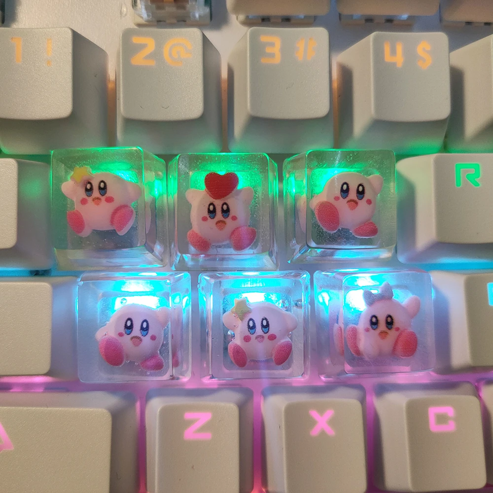 Star Kirby Mechanical Keyboard Keycaps Cute Resin Keycap Kawaii Diy Esc ...
