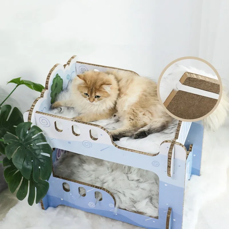 Bus-Shape-Corrugated-Paper-Cat-Scratch-Board-Double-decker-Bunk-Bed ...